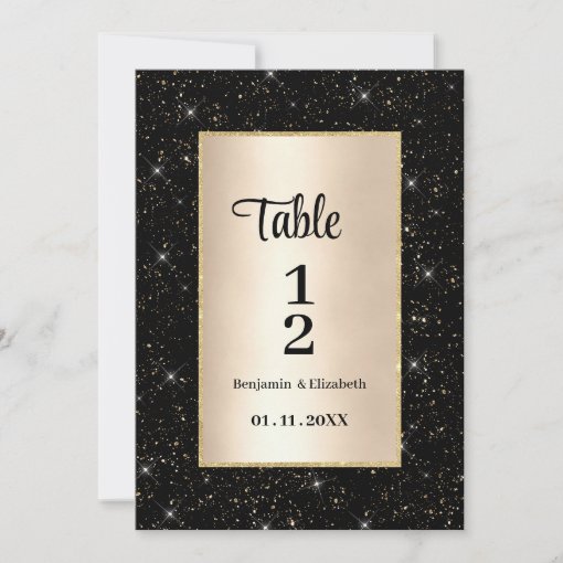 Elegant black gold glitter confetti Table Numbers | Zazzle