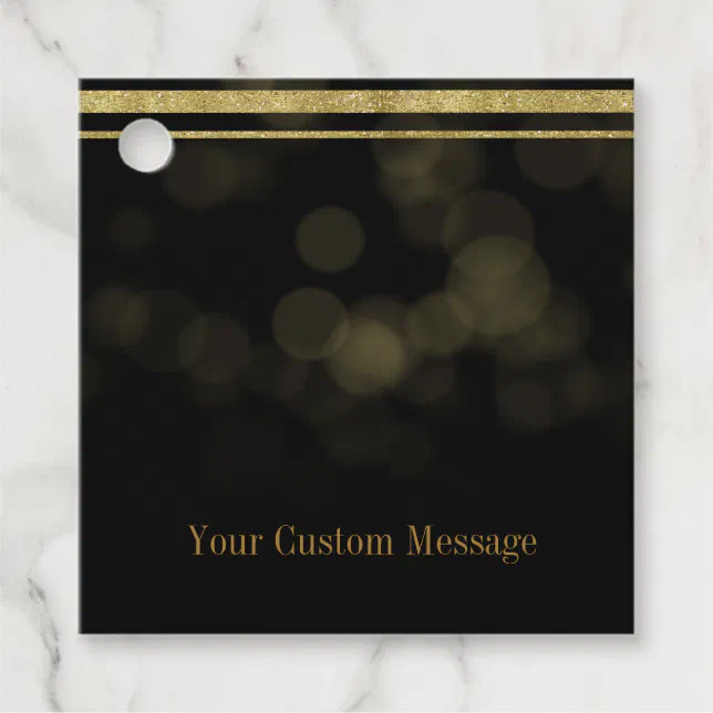 Elegant Black Gold Glitter Sparkle Sweet 16 Party Favor Tags | Zazzle