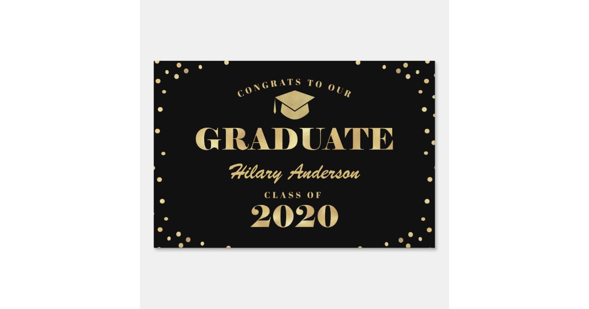 elegant black & gold graduation outdoor sign | Zazzle