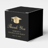 Elegant Black Gold Graduation Party Thank You Favor Boxes | Zazzle