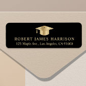 Elegant Black Gold Graduation Return Address Label | Zazzle