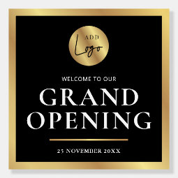 Elegant Black & Gold Grand Opening Business Sign | Zazzle