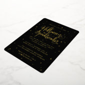 Elegant Black/Gold Halloween Spooktacular + Stars Foil Invitation | Zazzle