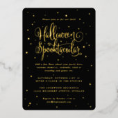 Elegant Black/Gold Halloween Spooktacular + Stars Foil Invitation | Zazzle