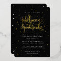 Elegant Black/Gold Halloween Spooktacular + Stars Foil Invitation | Zazzle