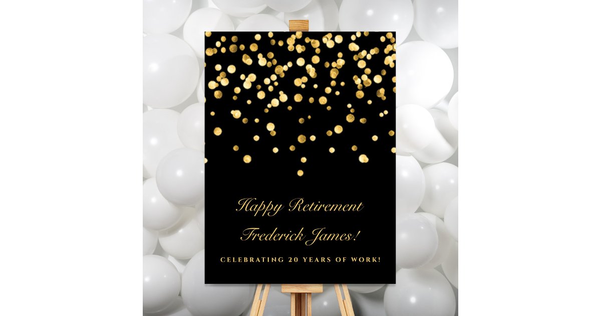 Elegant Black & Gold Happy Retirement Welcome Sign | Zazzle