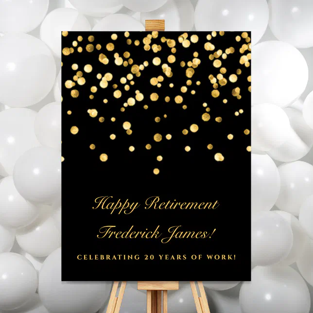 Elegant Black & Gold Happy Retirement Welcome Sign | Zazzle