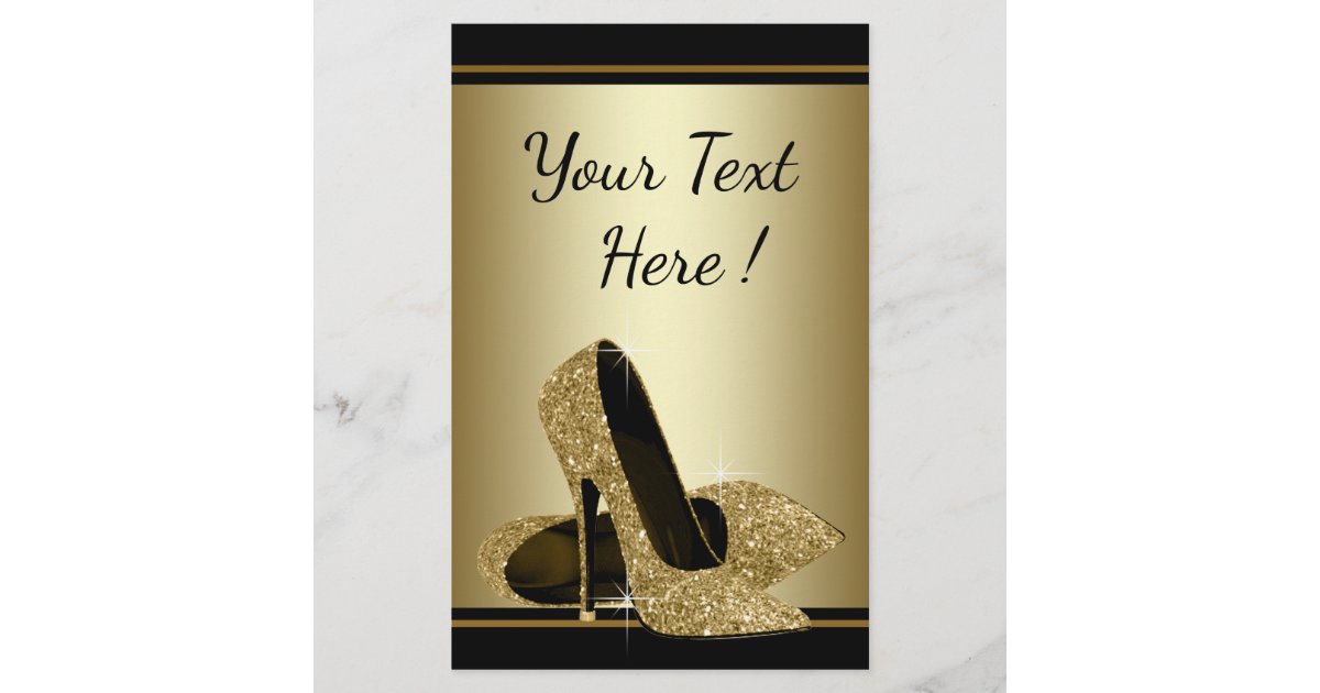 Elegant Black Gold High Heel Shoe Flyer | Zazzle