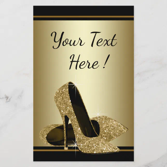 Elegant Black Gold High Heel Shoe Flyer | Zazzle