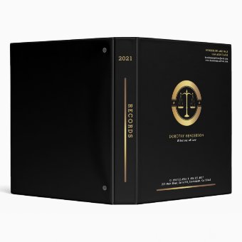 Elegant Black & Gold Lawyer Office 3 Ring Binder | Zazzle