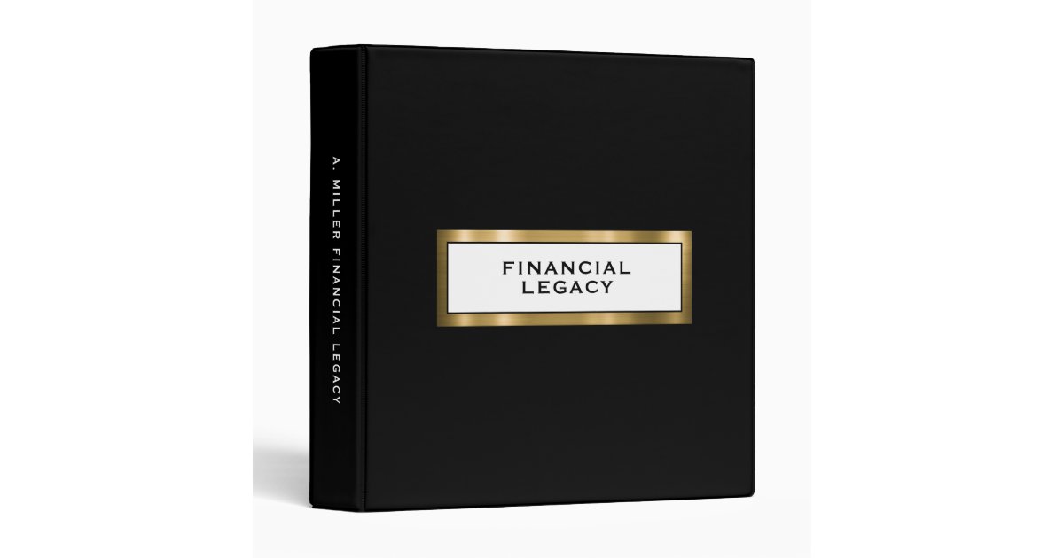 Elegant Black Gold Legacy Binder | Zazzle