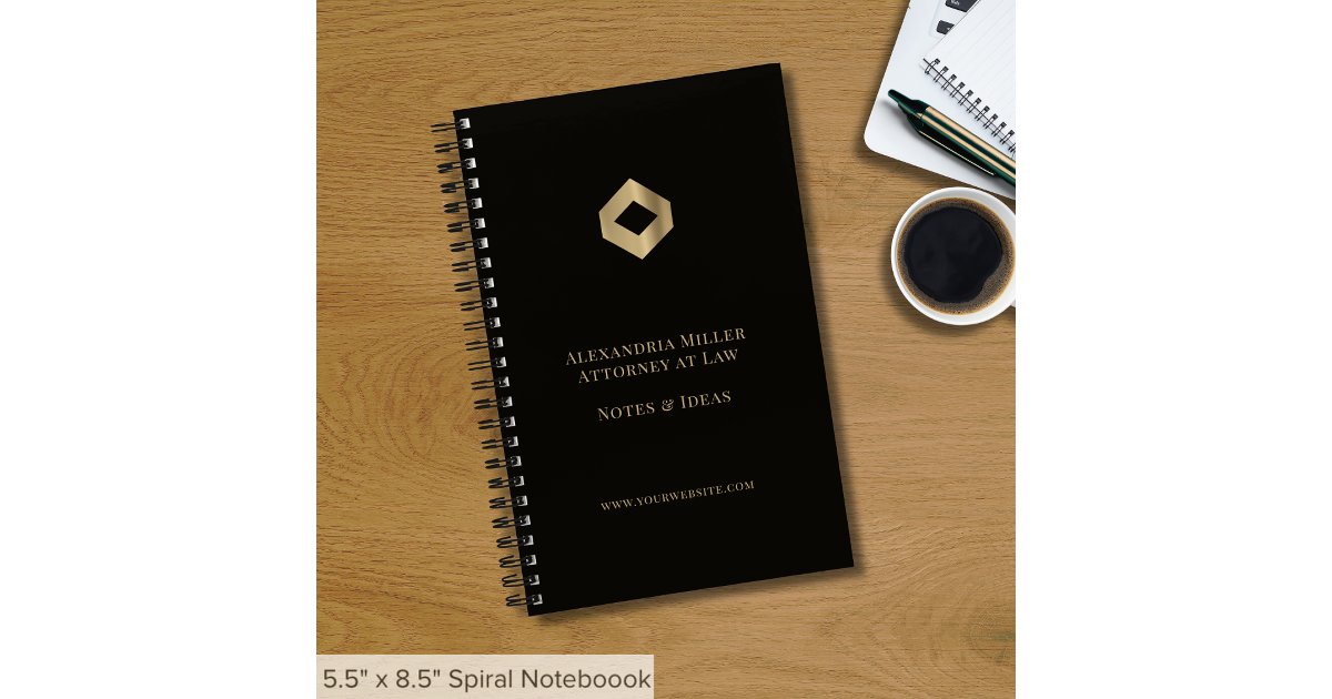 Elegant Black Gold Logo Business Notebook | Zazzle