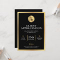 Elegant Black Gold Logo Client Appreciation Event Invitation | Zazzle