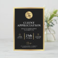 Elegant Black Gold Logo Client Appreciation Event Invitation | Zazzle