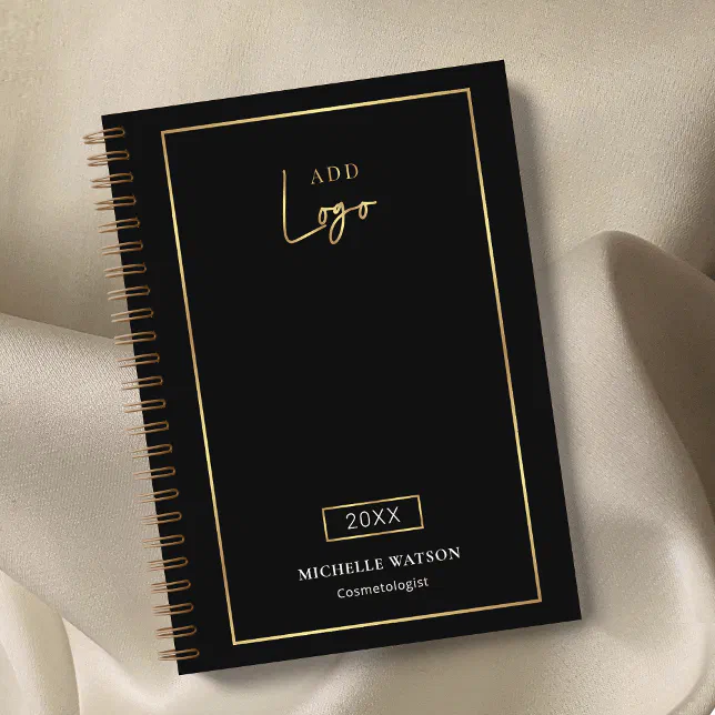 Elegant Black & Gold Logo Custom Business 2026 Planner | Zazzle