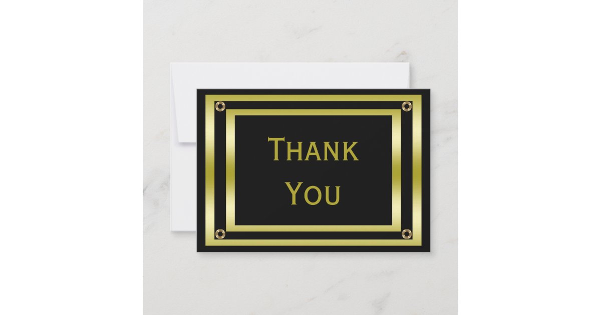 Elegant Black & Gold Man's Thank You | Zazzle