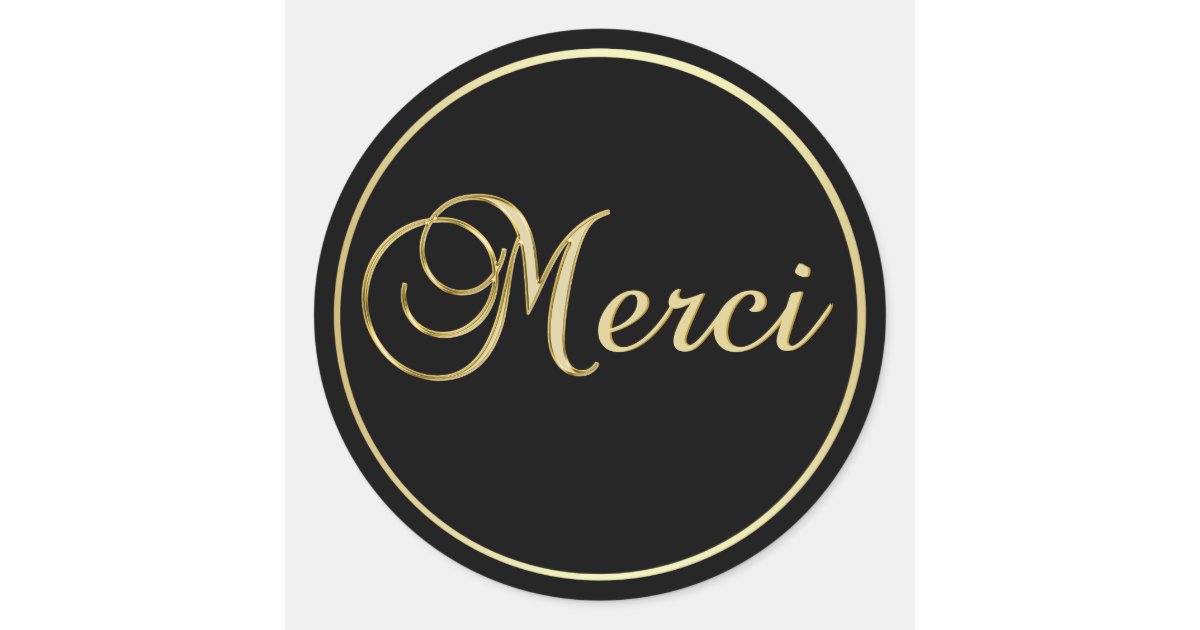 Elegant Black Gold MERCI Labels Stickers | Zazzle.com