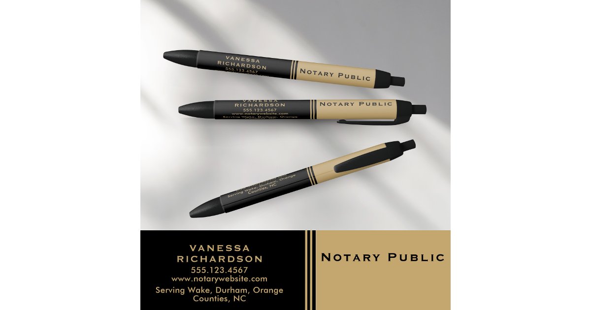 Elegant Black & Gold Notary Marketing Promotional Pen | Zazzle