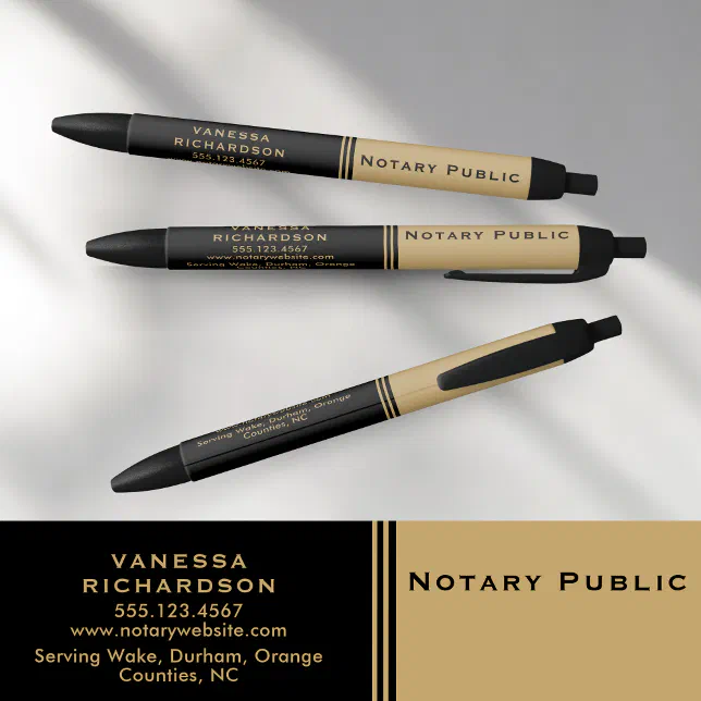 Elegant Black & Gold Notary Marketing Promotional Pen | Zazzle