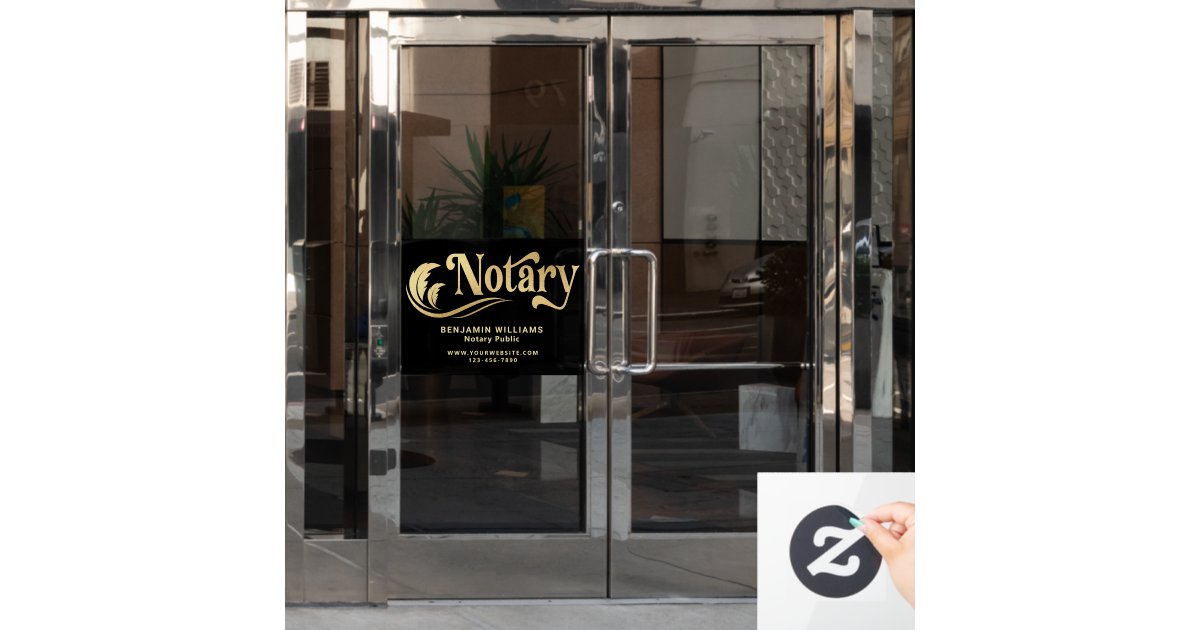 Elegant Black & Gold Notary Public Window Cling | Zazzle