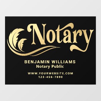 Elegant Black & Gold Notary Public Window Cling | Zazzle