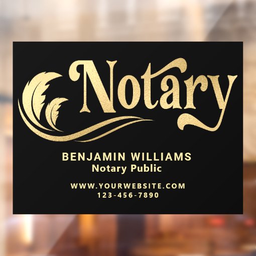 Elegant Black & Gold Notary Public Window Cling | Zazzle