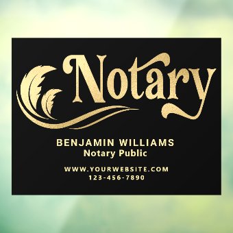 Elegant Black & Gold Notary Public Window Cling | Zazzle