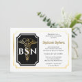Elegant Black | Gold Nurse BSN Graduation Party Invitation | Zazzle