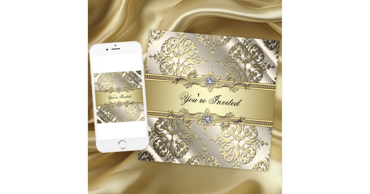 Elegant Black Gold Party Invitation | Zazzle