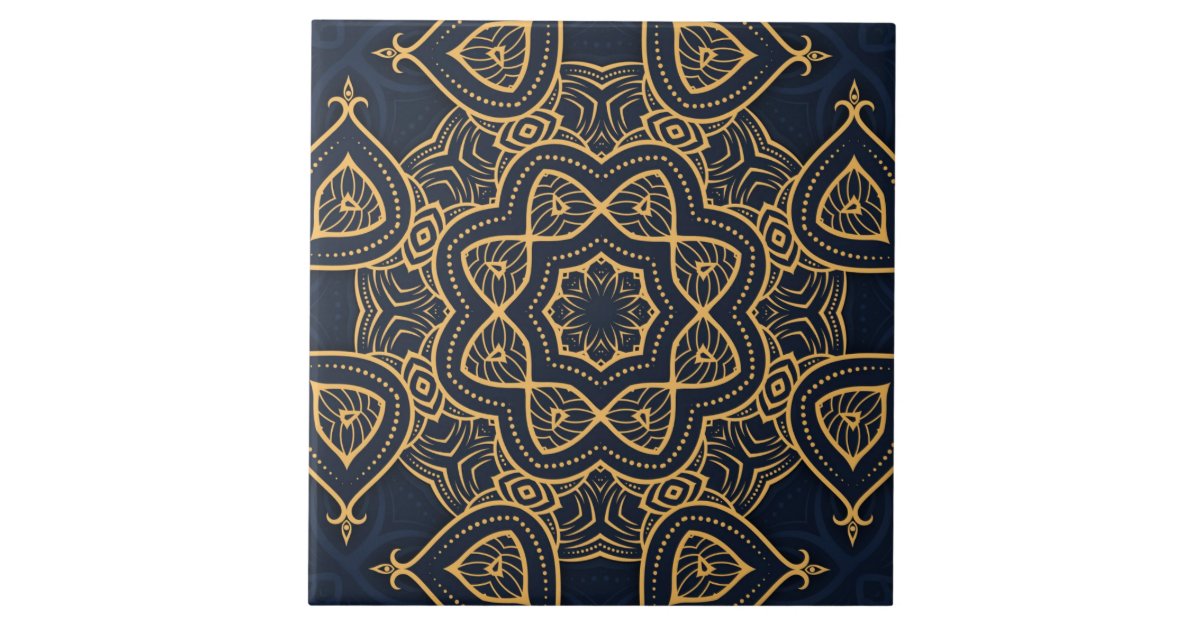 elegant black gold pattern ceramic tile | Zazzle
