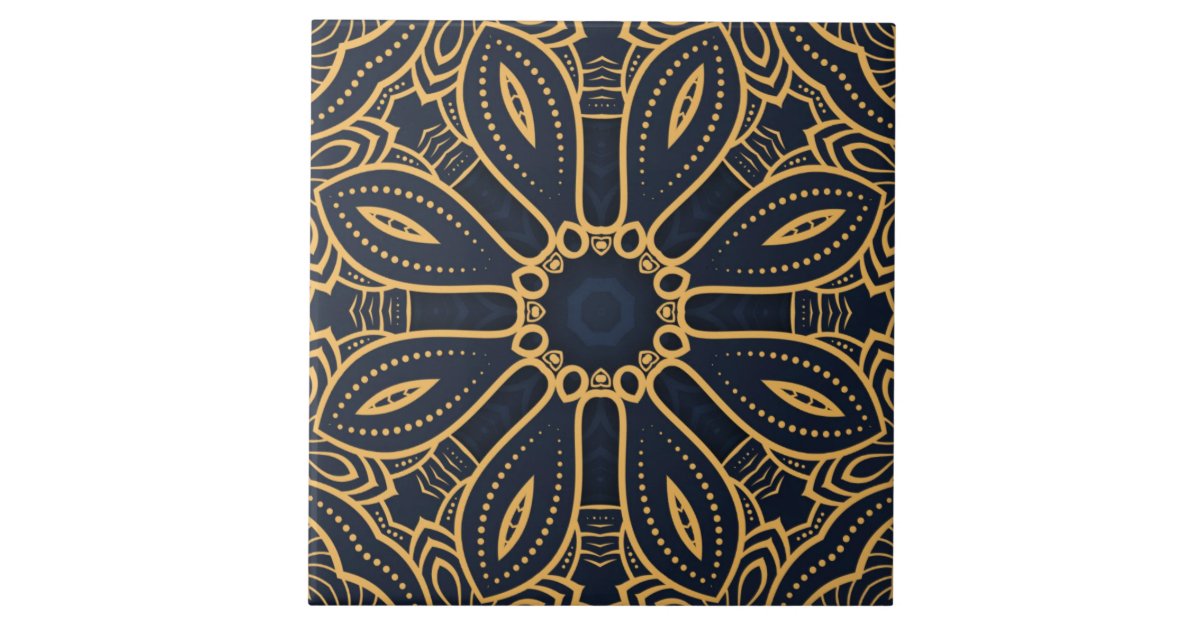 elegant black gold pattern ceramic tile | Zazzle