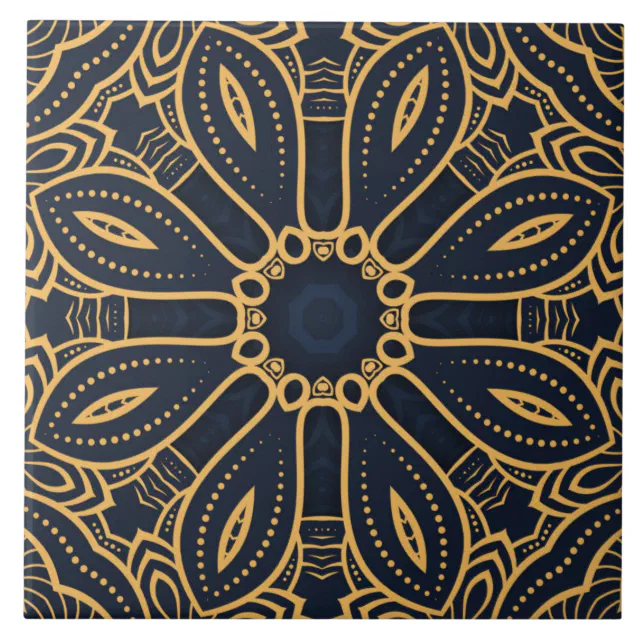 elegant black gold pattern ceramic tile | Zazzle
