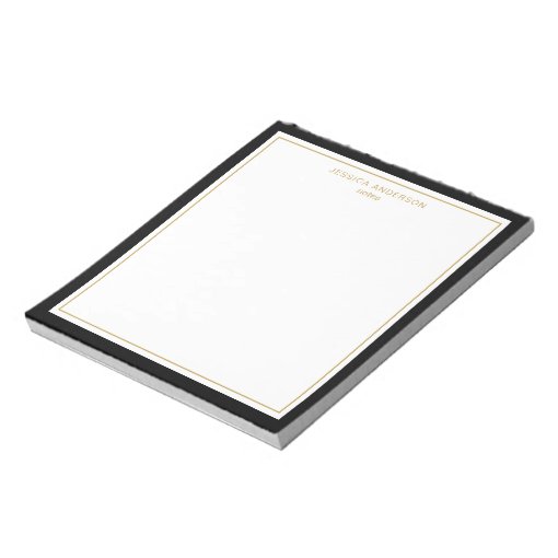 Elegant Black Gold Personalized Notepad | Zazzle