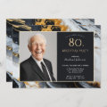 Elegant Black Gold Photo 80th Birthday Invitation | Zazzle