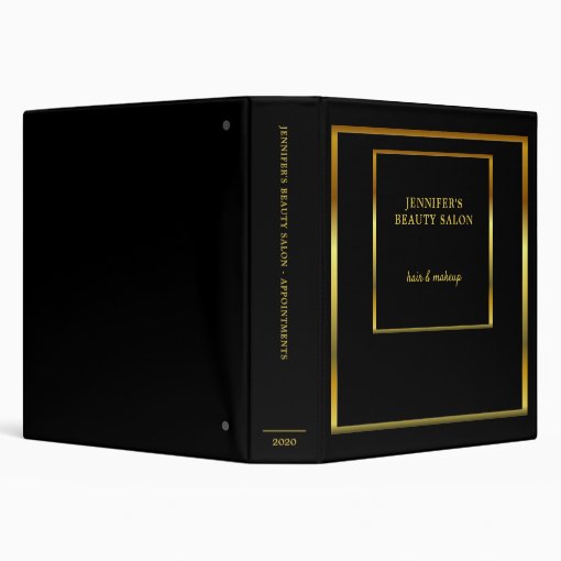 Elegant black gold professional appointment book 3 3 ring binder | Zazzle