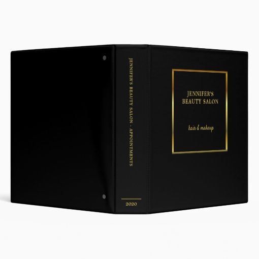 Elegant black gold professional appointment book 3 ring binder | Zazzle