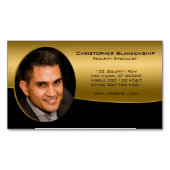Elegant Black Gold Professional Custom Photo Business Card Magnet | Zazzle