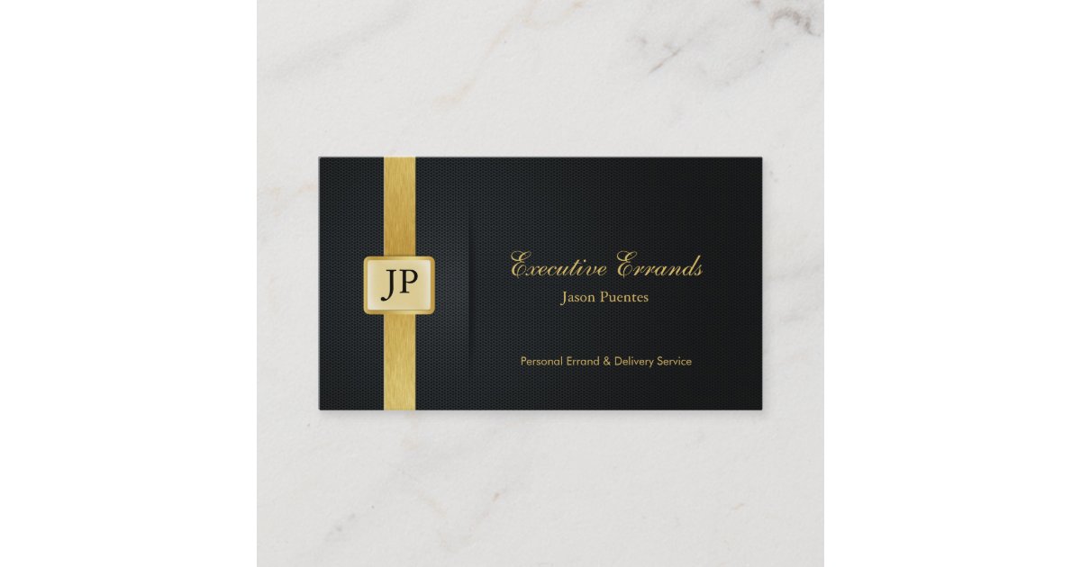 Elegant Black & Gold Professional Errand Service Business Card | Zazzle