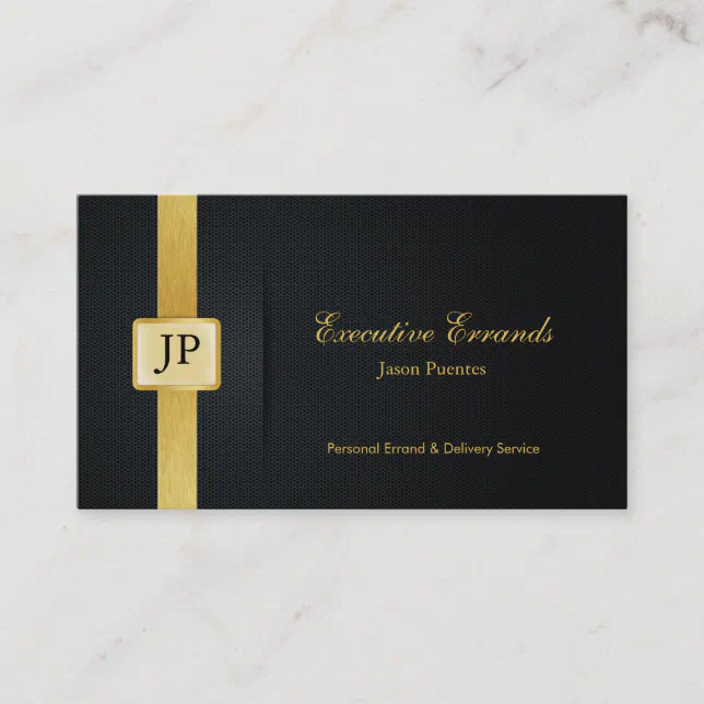 Elegant Black & Gold Professional Errand Service Business Card | Zazzle