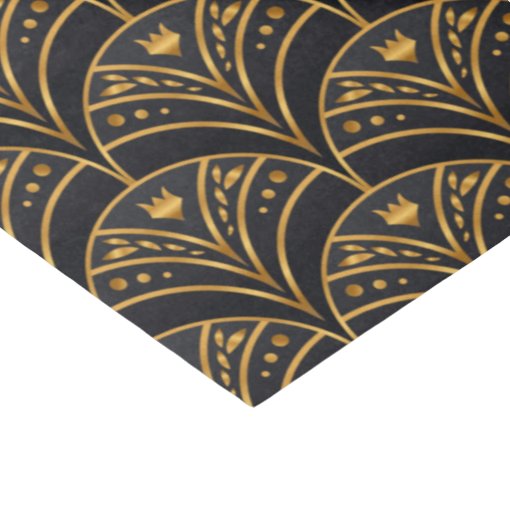 Elegant Black Gold Scallop Pattern Art Deco Tissue Paper | Zazzle