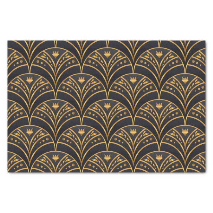 Elegant Black Gold Scallop Pattern Art Deco Tissue Paper | Zazzle.com