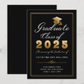 Elegant Black Gold Script Class of 2025 Graduation Announcement | Zazzle