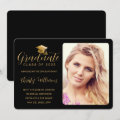 Elegant Black Gold Script Photo College Graduation Announcement | Zazzle