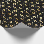 Elegant Black Gold Shimmer Fleur de Lis Birthday Wrapping Paper | Zazzle