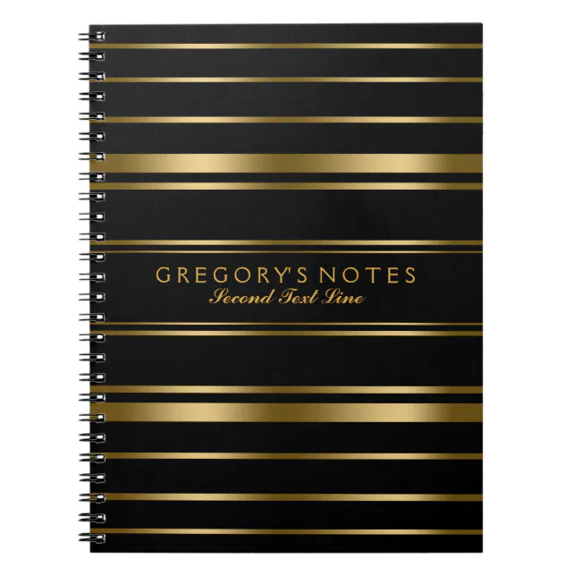 Elegant Black & Gold Stripes Pattern 3 Notebook | Zazzle