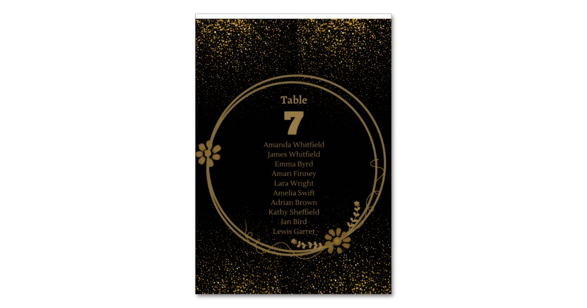 Elegant Black & Gold Table Names Card | Zazzle Elegant Black & Gold Table Names Card | Zazzle