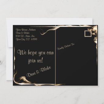 Elegant Black Gold Text Flames Wedding Invitation | Zazzle