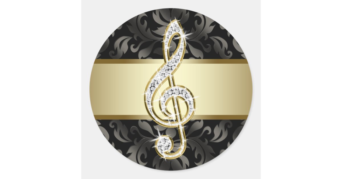 Elegant Black Gold Treble Clef Stickers | Zazzle