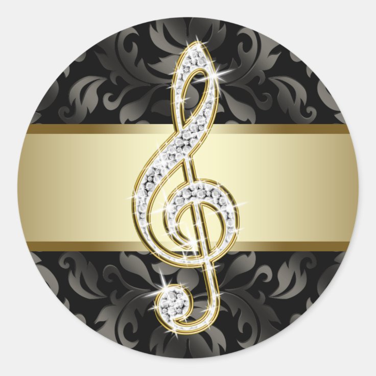 Elegant Black Gold Treble Clef Stickers | Zazzle