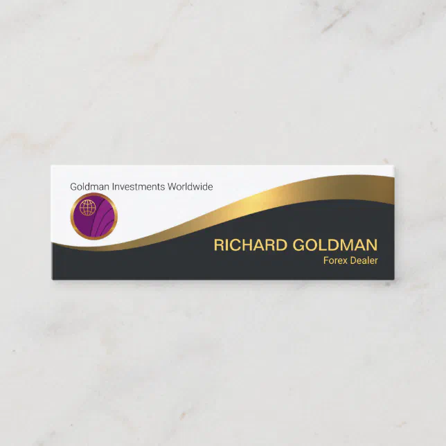 Elegant Black Gold Wave Forex Dealer Mini Business Card | Zazzle